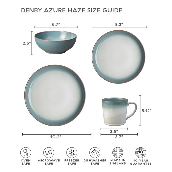Denby Azure Stoneware Dinnerware Set - Service for 4 & Reviews | Wayfair